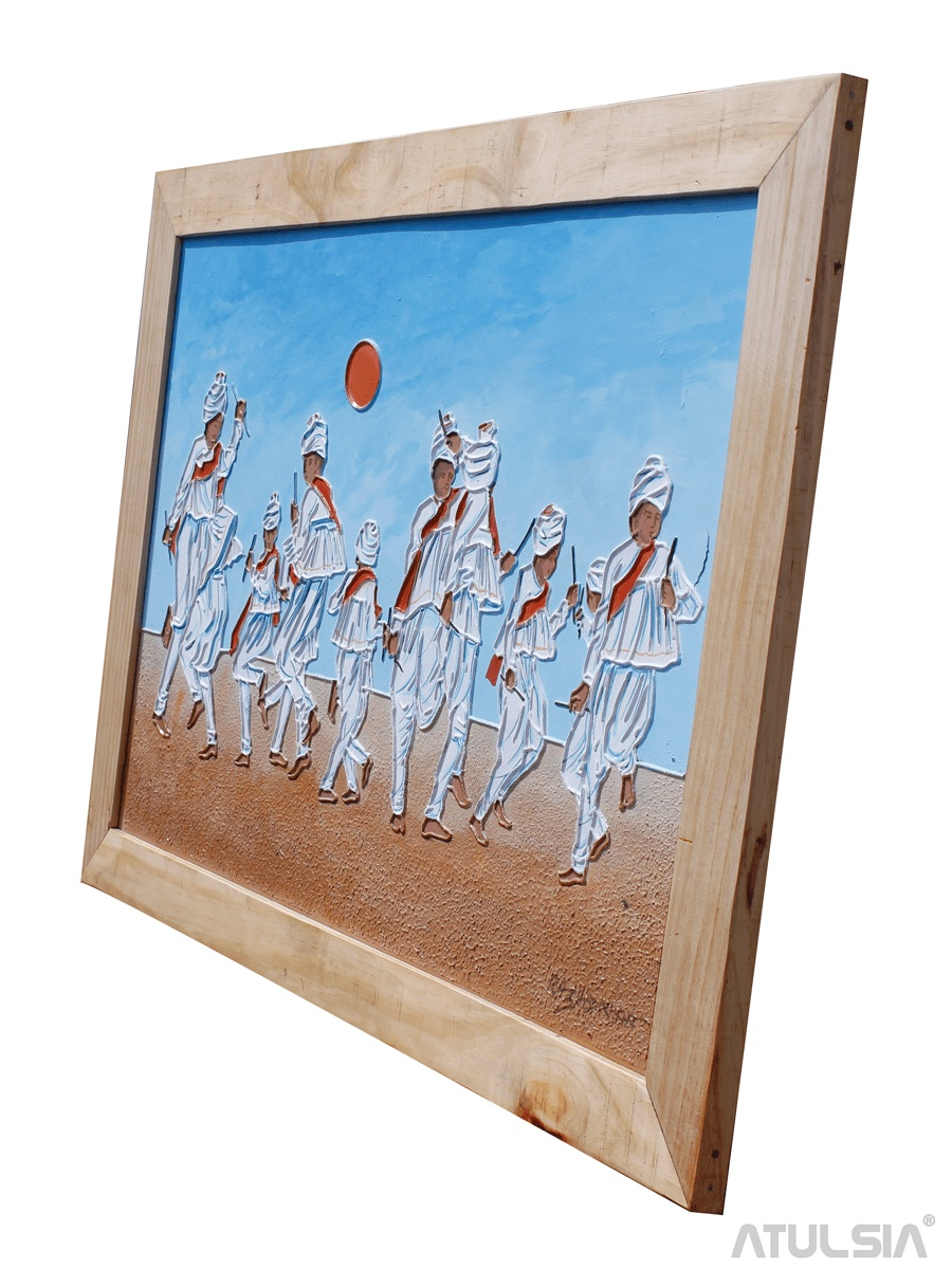 Megastores - Rashid Khan's 36 x 24 inches Rabari Dandiya Raas Mud Painting