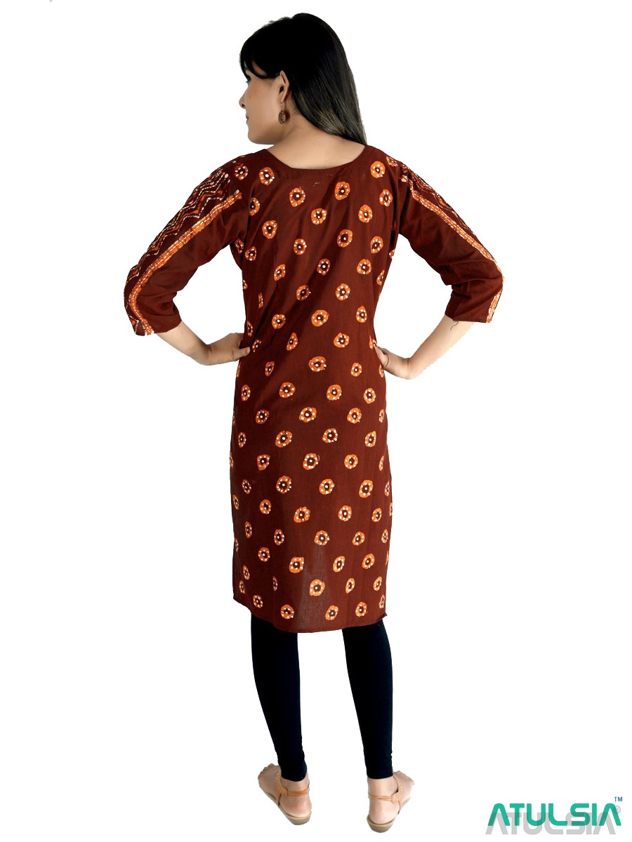 Megastores - VGS Batik Womens 100% Cotton Batik Kurti Dark Brow