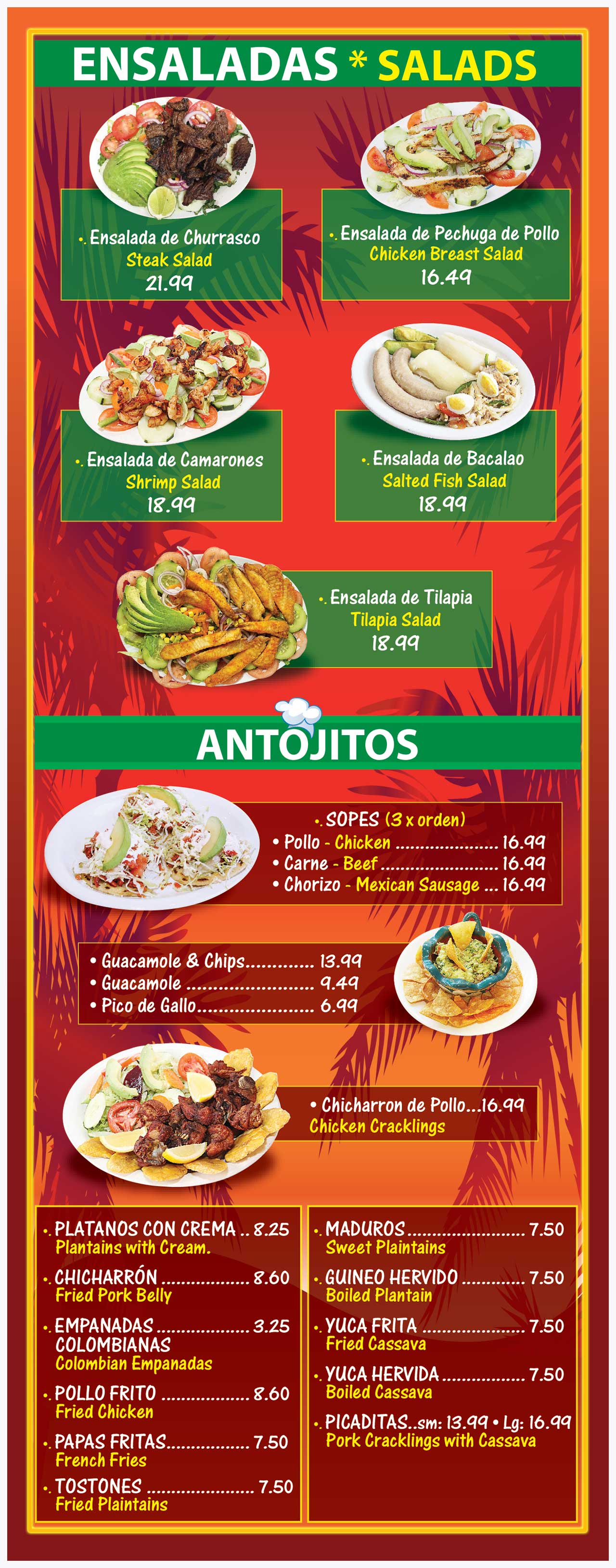 Menu | Sabor Criollo Grill Restaurant Lakewood NJ