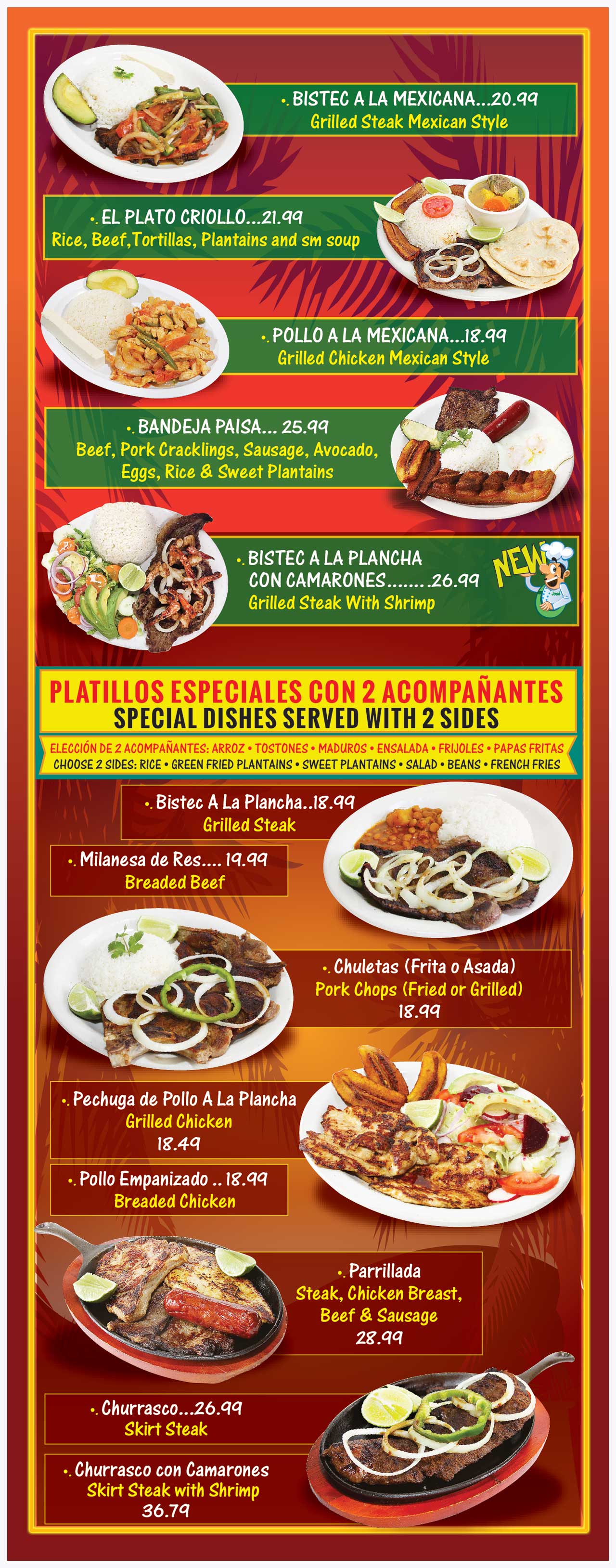 Menu | Sabor Criollo Grill Restaurant Lakewood NJ