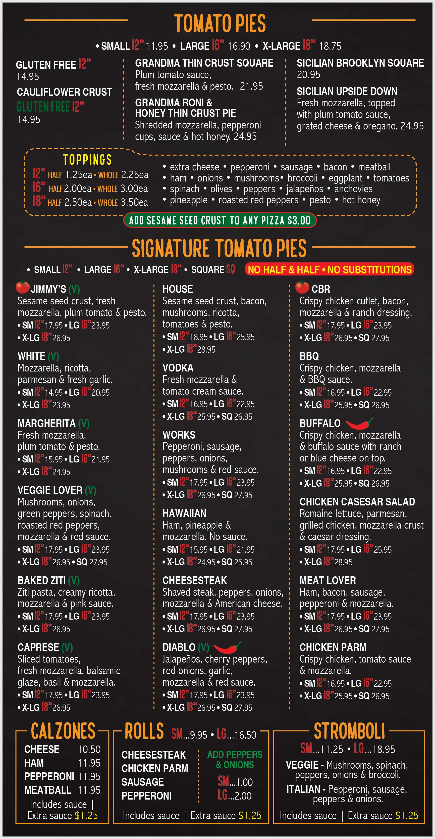 Menu - Tomato Pies Italian Kitchen