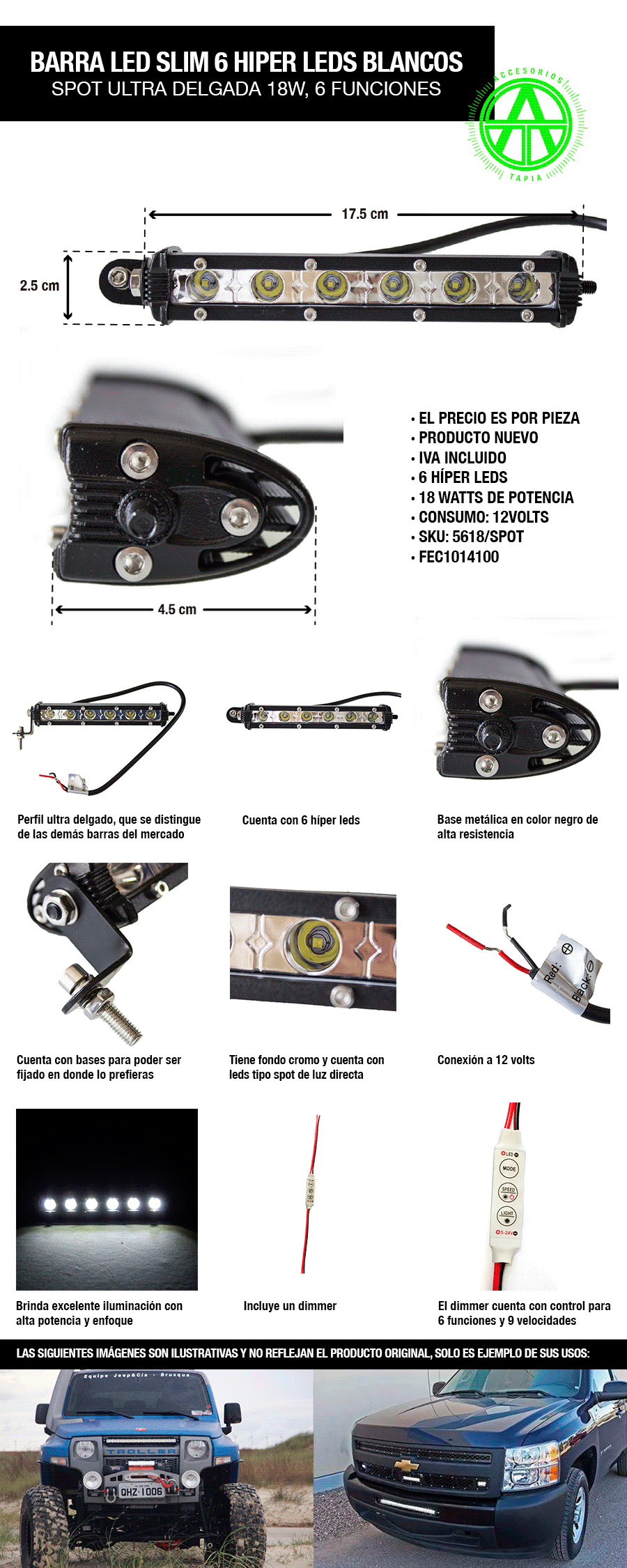 Barra De Led Slim 6 Hiper Led Blancos Spot Ultra Delgada 4 - $ 589.00 ...