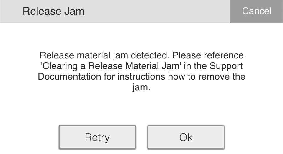 Clearing a Release Material Jam