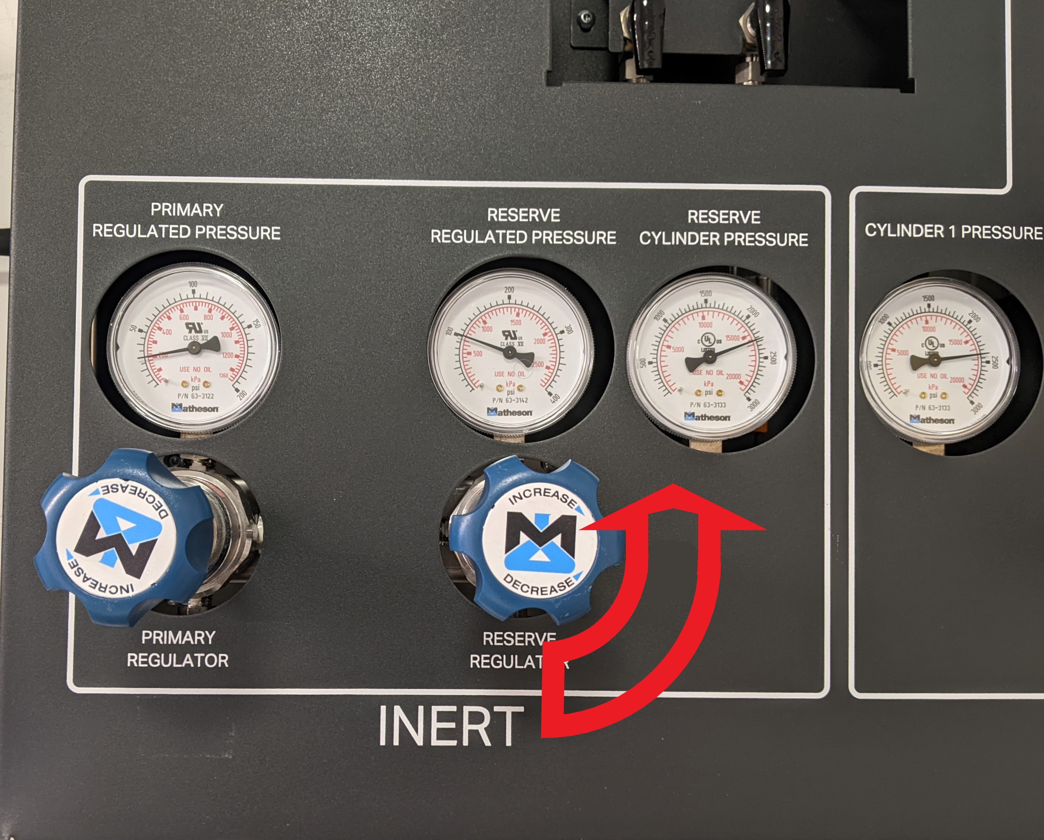 Setting Inert Reserve Regulator Pressure