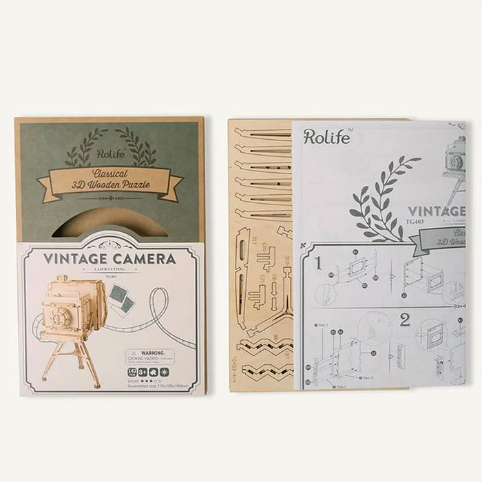 3D Wooden Puzzle - Vintage Box Camera | Mind Games Canada
