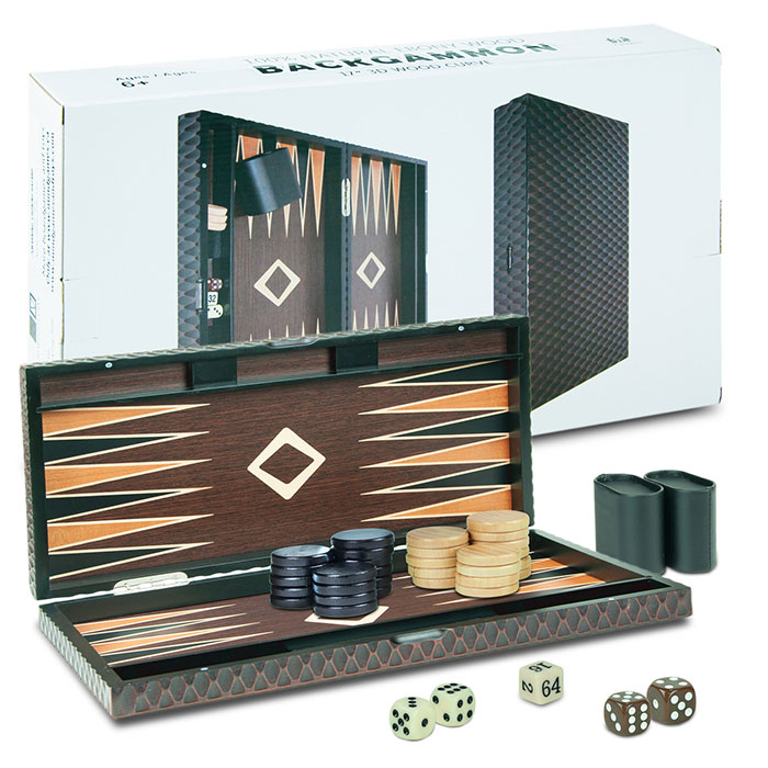 Backgammon Dark Wood 17 Inch | Mind Games Canada