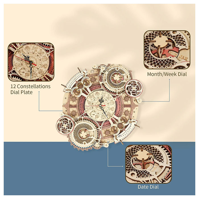 3D Wooden Puzzle Zodiac Wall Clock | Mind Games Canada