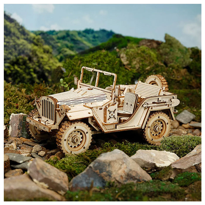 3D Wooden Puzzle – Army Jeep Model | Mind Games Canada