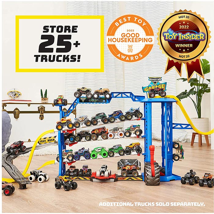 Monster Jam Garage Playset And Storage With Exclusive Grave Digger ...