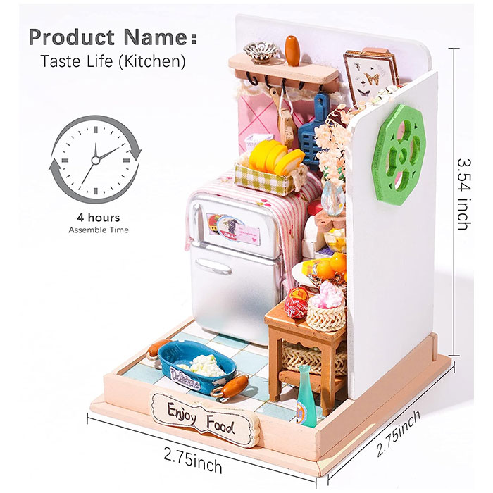 Rolife 3D Wooden Puzzle Taste Life Kitchen DIY Miniature Dollhouse ...