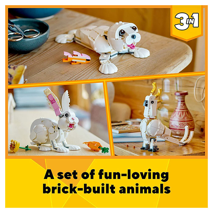 LEGO Creator 3in1 White Rabbit Animal Toy Building Set, Easter Bunny To ...