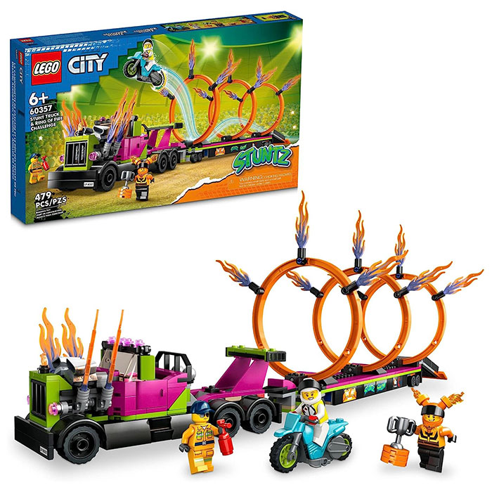 LEGO City Stuntz Stunt Truck And Ring Of Fire Challenge With Flywheel ...