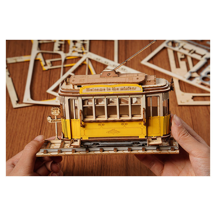 Rolife Tram Car Model DIY 3D Wooden Puzzle - 145 PCS | Mind Games Canada