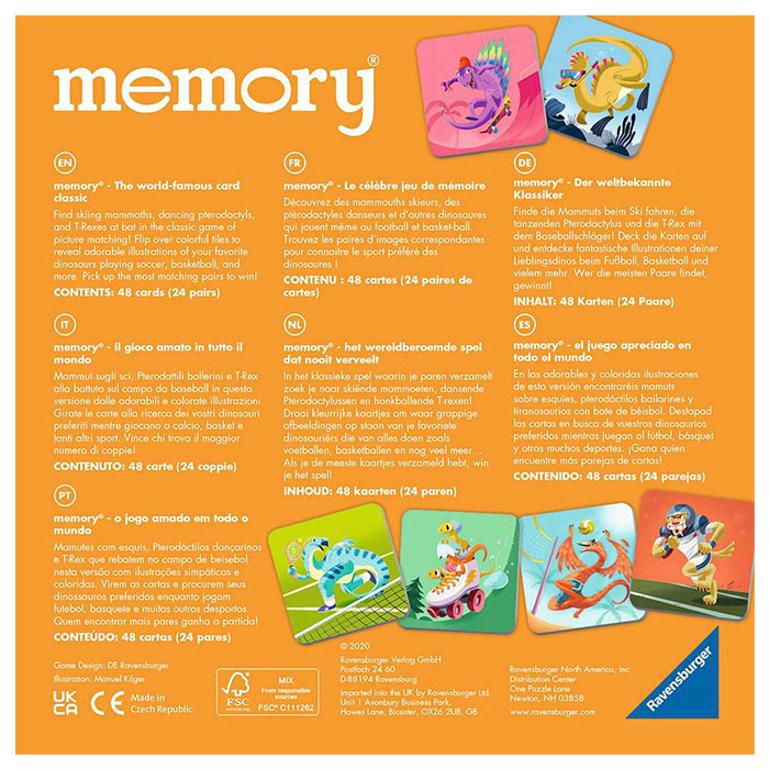 Ravensburger Memory Dinosaur Sports Card Game | Mind Games Canada