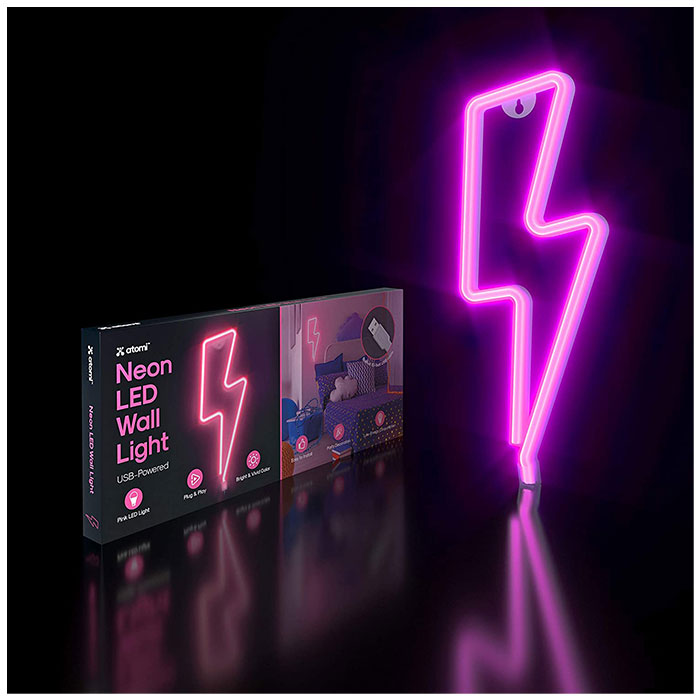 Bolt Pink Atomi Smart Neon LED Light Decorative Wall Art | Mind Games ...
