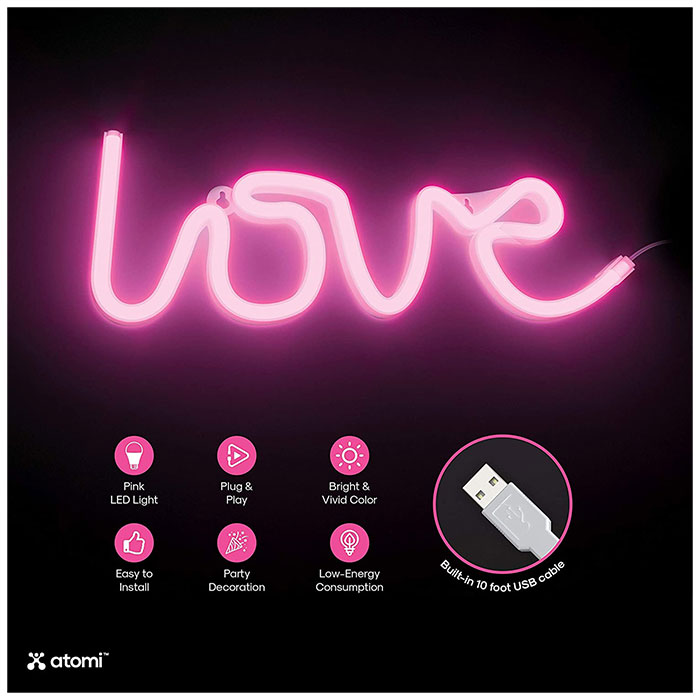 Pink Love Atomi Smart Neon LED Light Decorative Wall Art | Mind Games ...