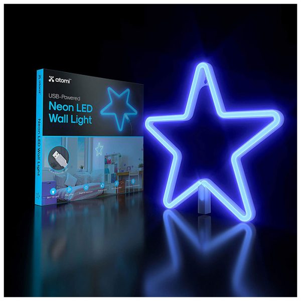 Blue Star Atomi Smart Neon LED Light Decorative Wall Art | Mind Games ...