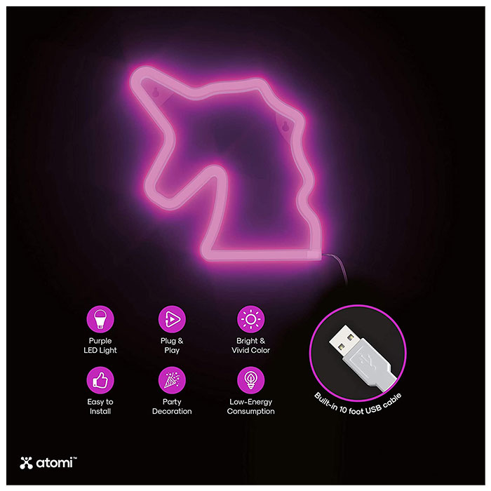 Atomi Smart Neon LED Light I Decorative Wall - Purple Unicorn | Mind ...