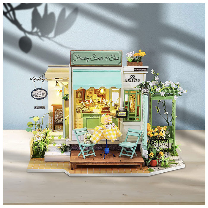 Flowery Sweets & Teas DIY Miniature Dollhouse Kit | Mind Games Canada