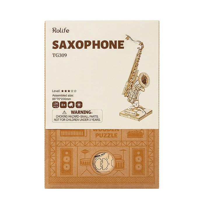 Saxophone 3D Wooden Puzzle | Mind Games Canada