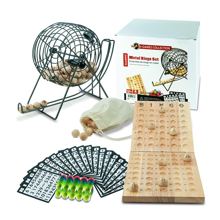 Bingo Set Grey Classic Metal Cage 10" | Mind Games Canada