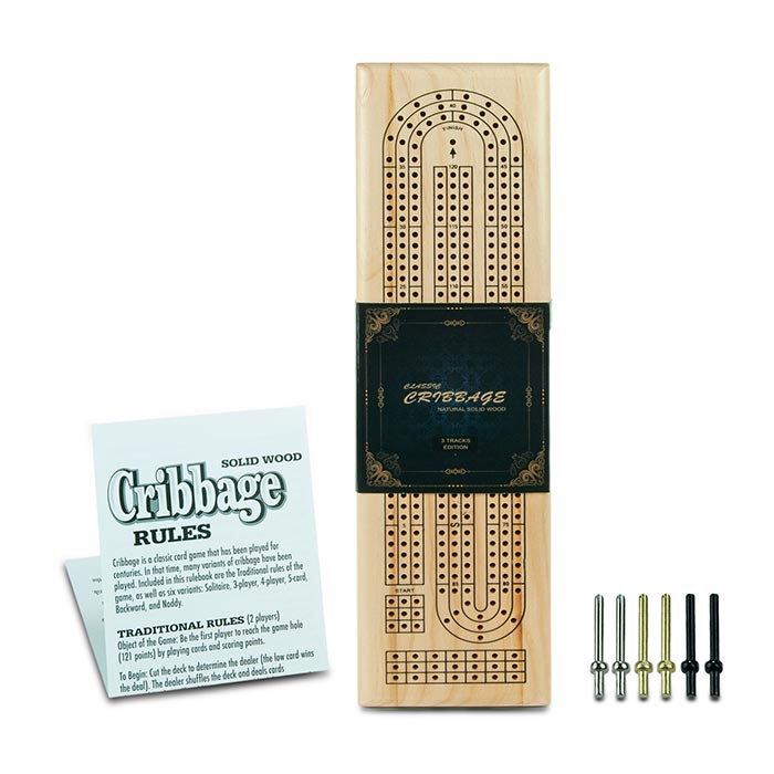 Cribbage Board Solid Natural Wood | Mind Games Canada