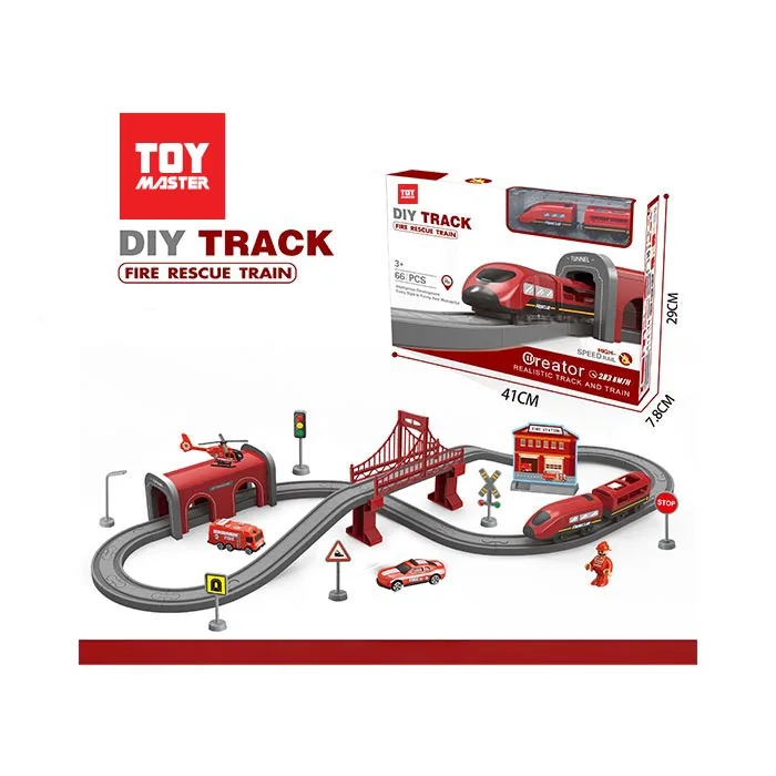 Fire Rescue Train Set - 66 Pieces | Mind Games Canada