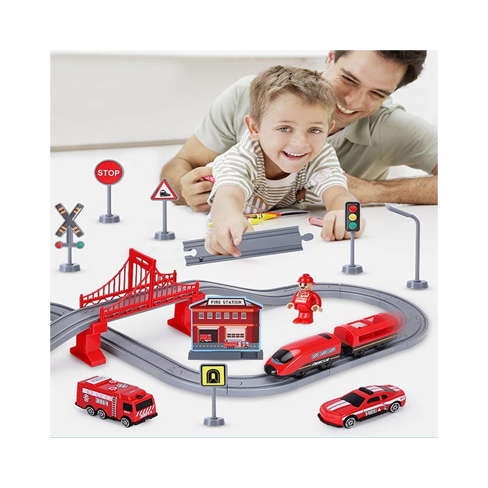 Fire Rescue Train Set - 66 Pieces | Mind Games Canada