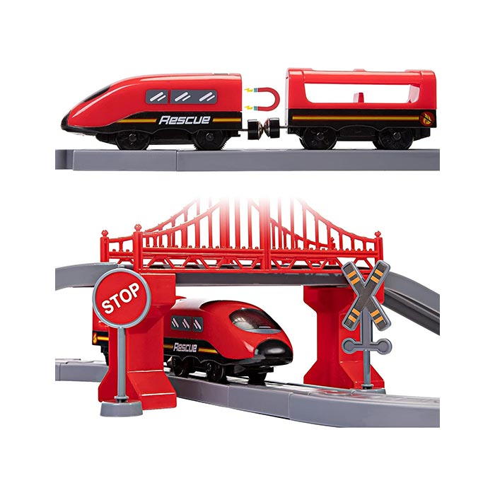 Fire Rescue Train Set - 92 Pieces | Mind Games Canada