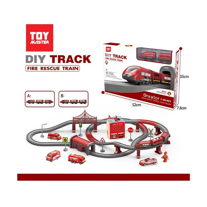 Fire Rescue Train Set - 92 Pieces | Mind Games Canada