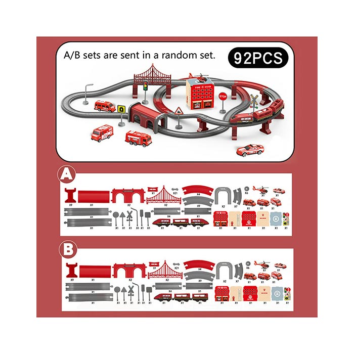 Fire Rescue Train Set - 92 Pieces | Mind Games Canada