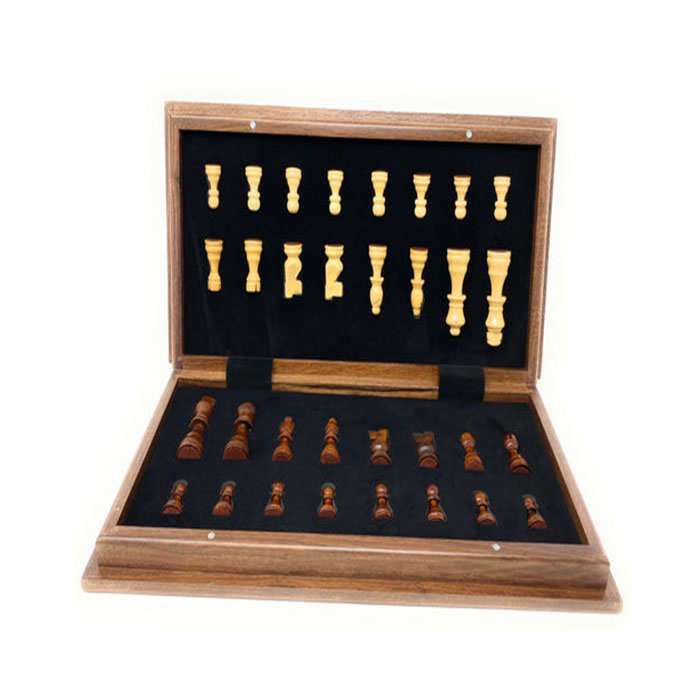 Deluxe Folding Magnetic Walnut Chess Set 17 Inch | Mind Games Canada