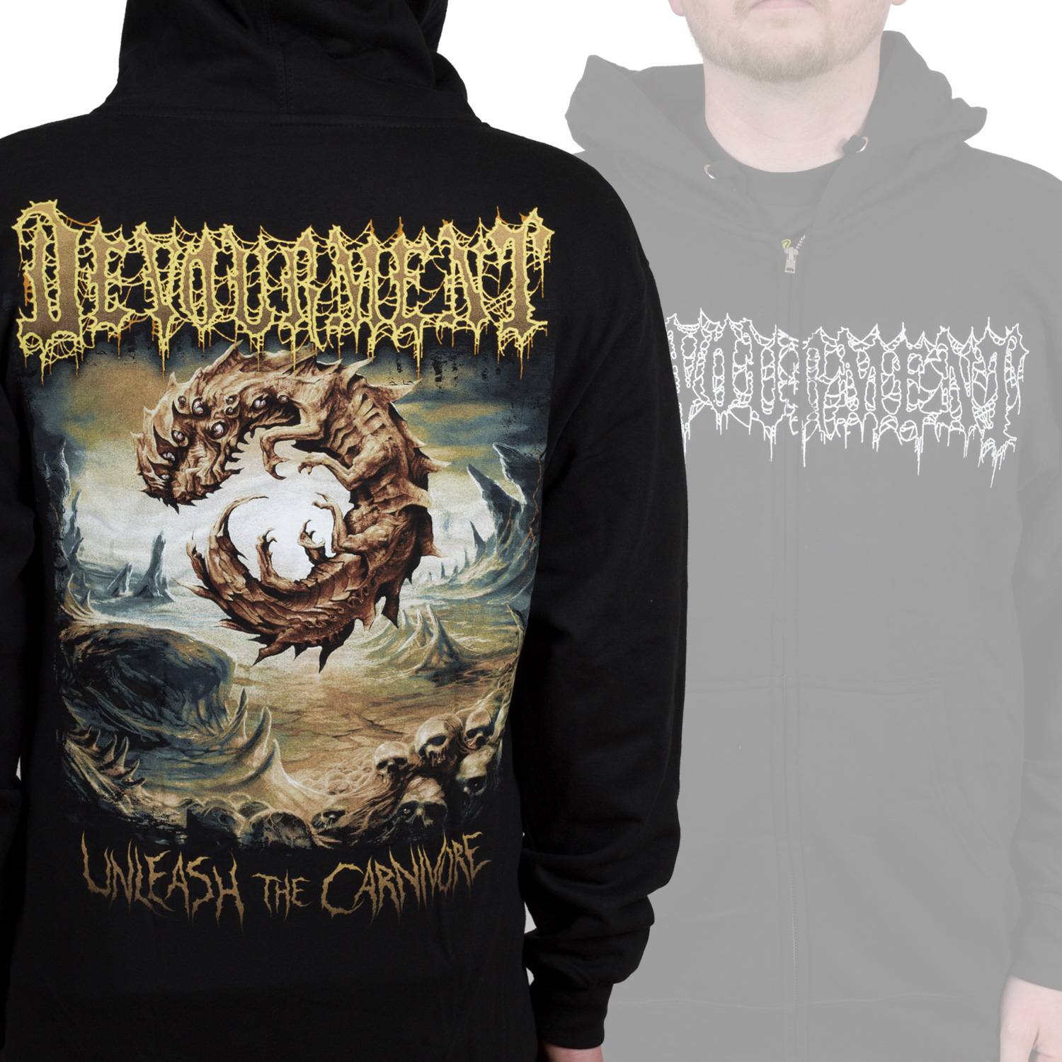 Devourment "Unleash the Carnivore" Zip Hoodie - IndieMerchstore