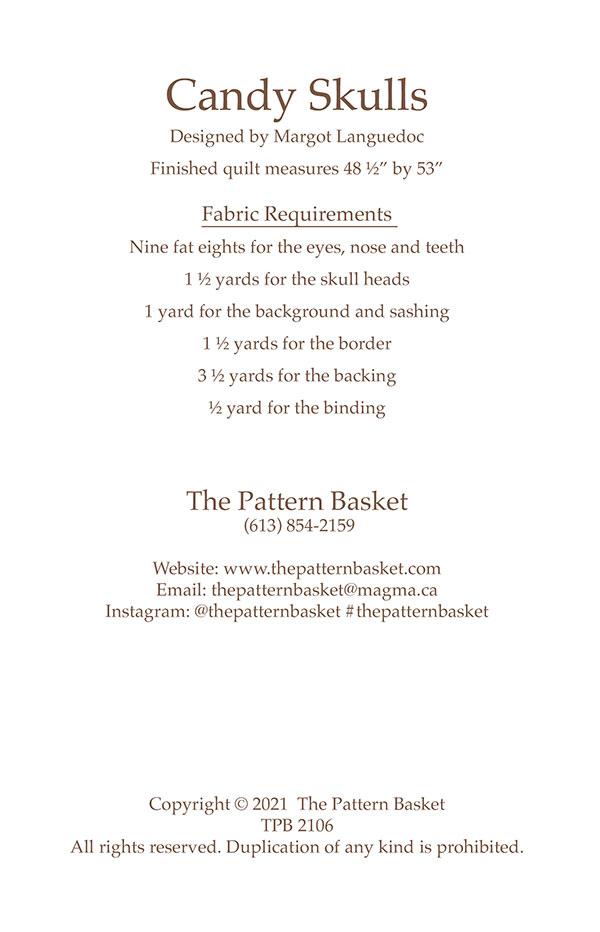 Candy Skulls TPB 2106 Pattern Basket#1 at Moda Fabrics + Supplies