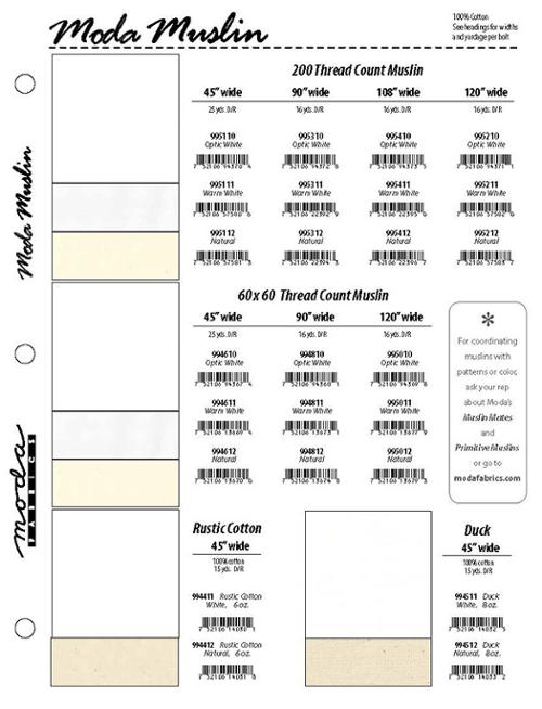 Moda Fabrics + Supplies Color Cards