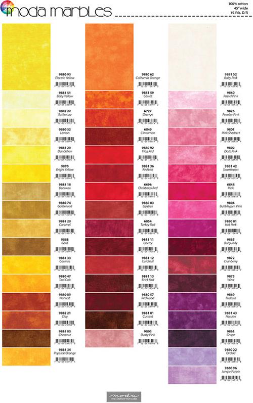 Marbles Color Card CC309 Moda #1 at Moda Fabrics + Supplies