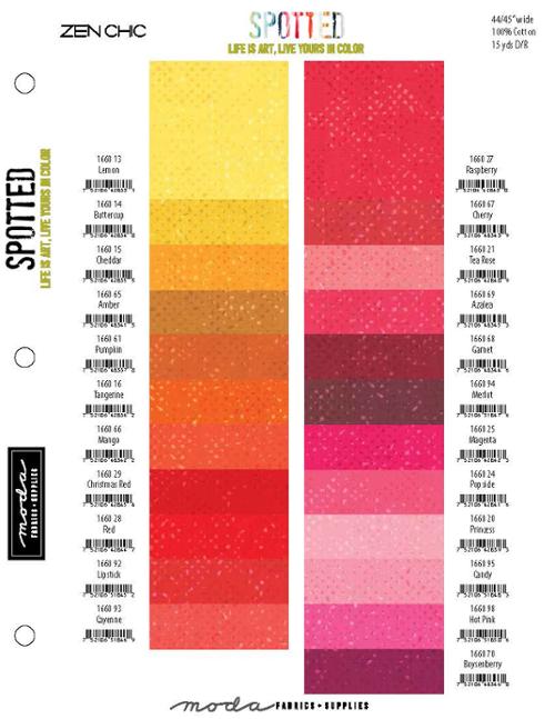 Moda Fabrics + Supplies Color Cards