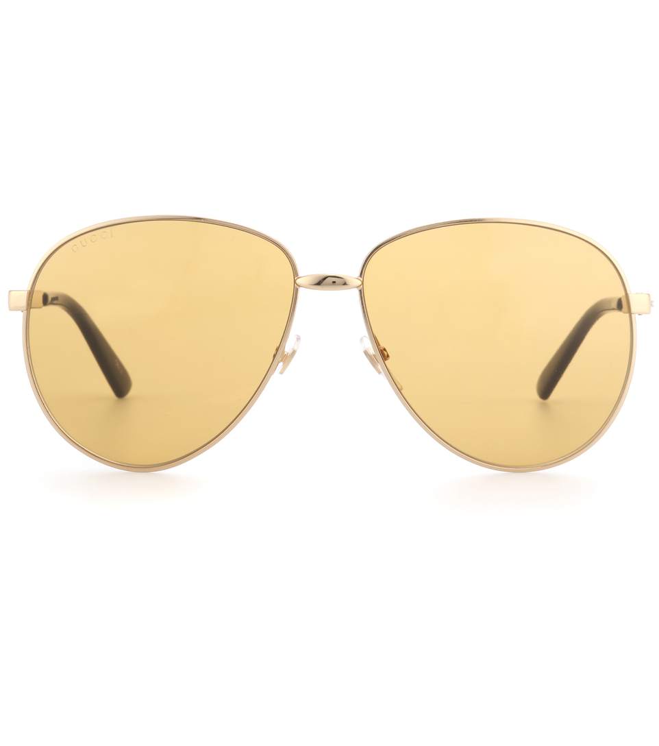 GUCCI AVIATOR SUNGLASSES, GOLD | ModeSens