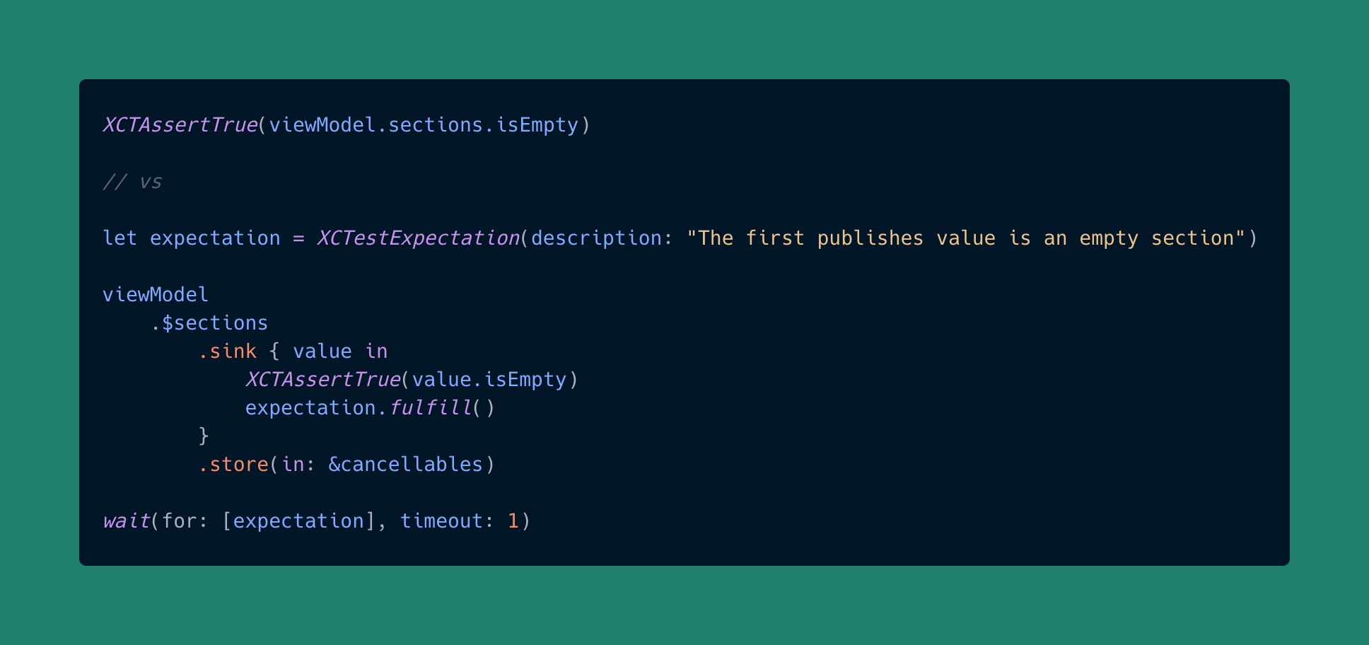When to test a @Published property using sink | mokacoding