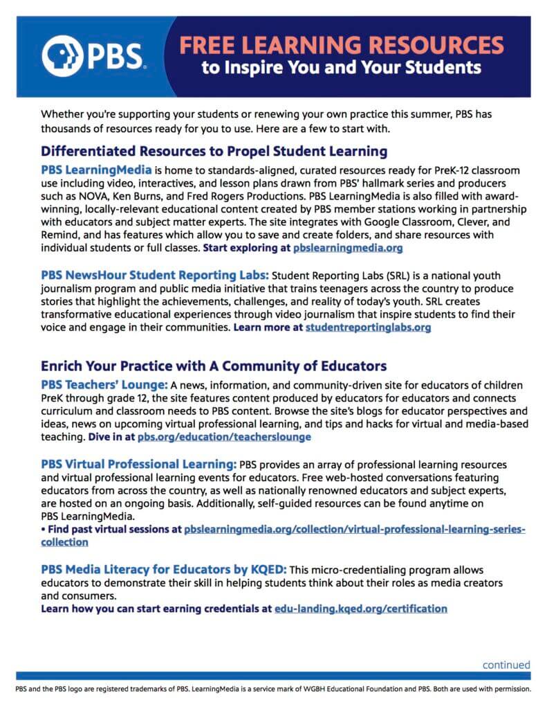 Learn and Play All Summer With PBS KIDS & PBS LearningMedia – Mountain ...