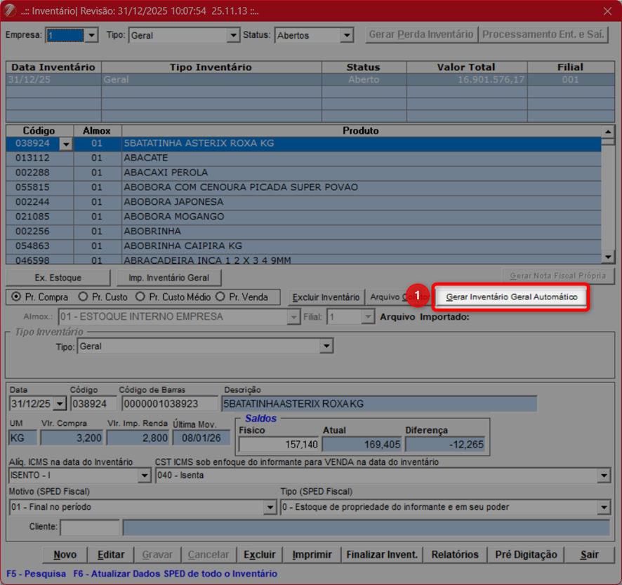 Geração de Inventário Automático e Inclusão no SPED Fiscal (Bloco H ...