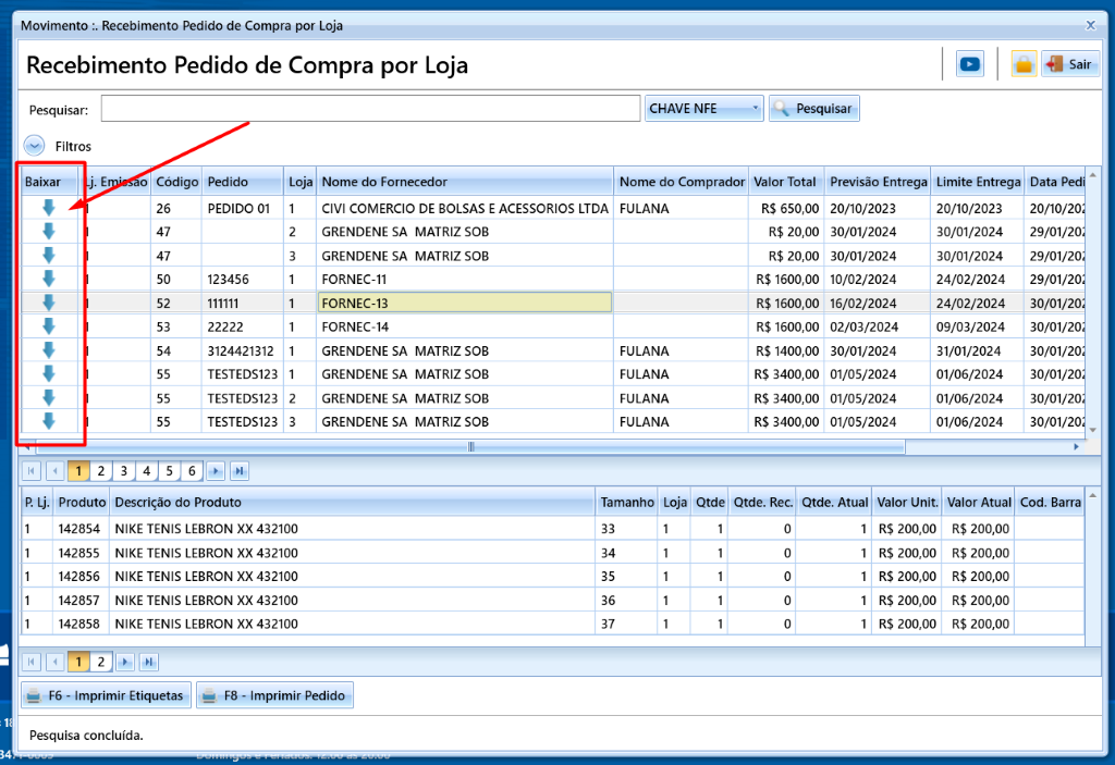 Pedido de Compra - Recebimento - Data System Softwares