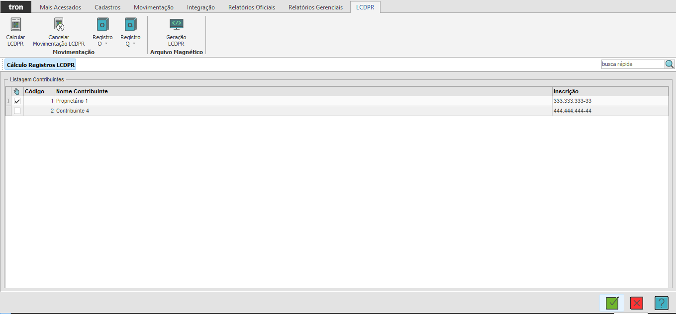 Cálculo e Geração do LCDPR no Sistema Tron - Tron