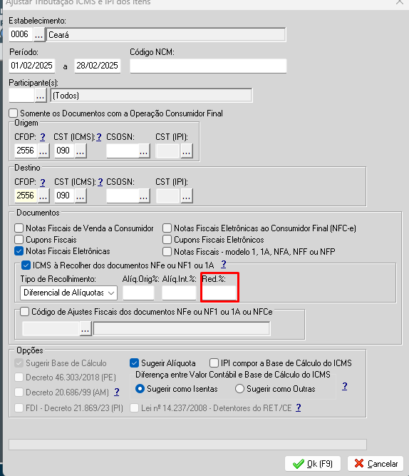 Cálculo do Diferencial de Alíquotas com Redução da Base utilizando CST ...