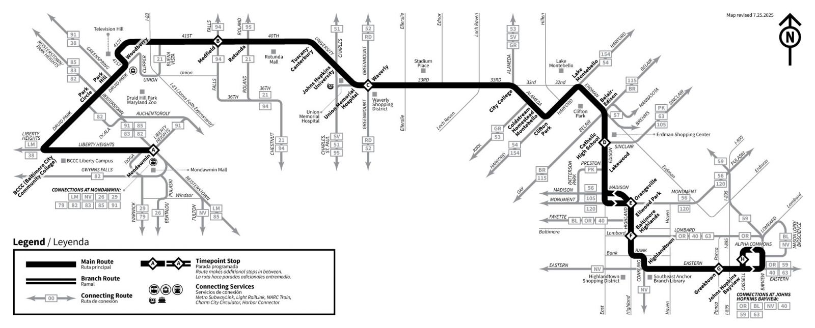 Info & Maps | 22 | Mondawmin - Bayview | Maryland Transit Administration