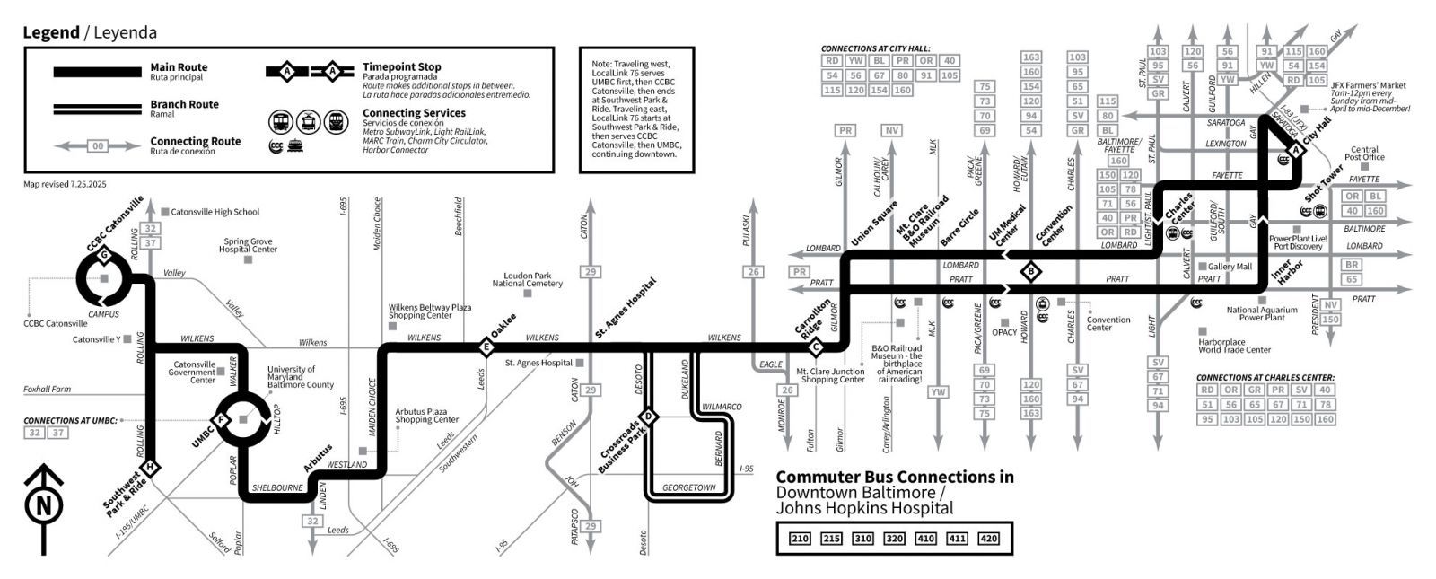 Info & Maps | 76 | CCBC - Downtown | Maryland Transit Administration