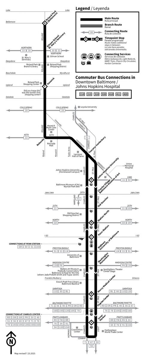 Info & Maps | 95 | Downtown - Roland Park | Maryland Transit Administration