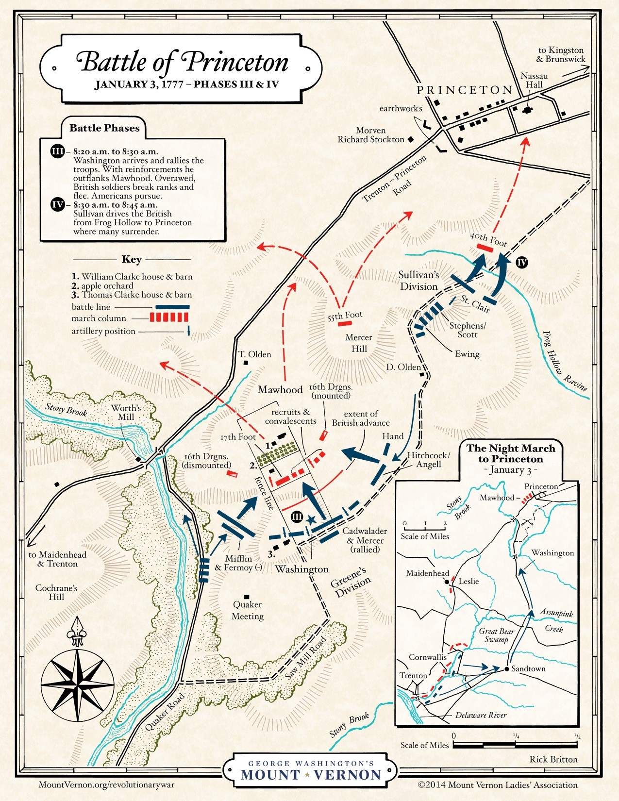 Map: Battle of Princeton, Phases III and IV · George Washington's Mount ...