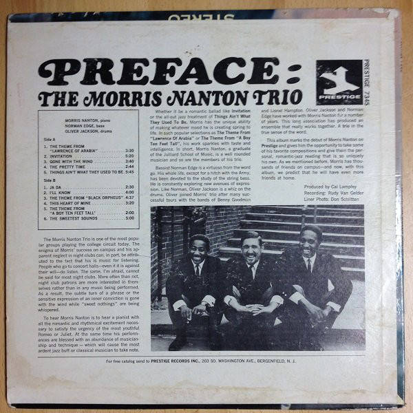 Morris Nanton Trio - Preface (LP) For Sale