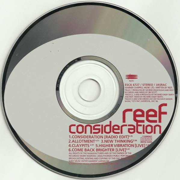 Reef - Consideration (CD Single) For Sale